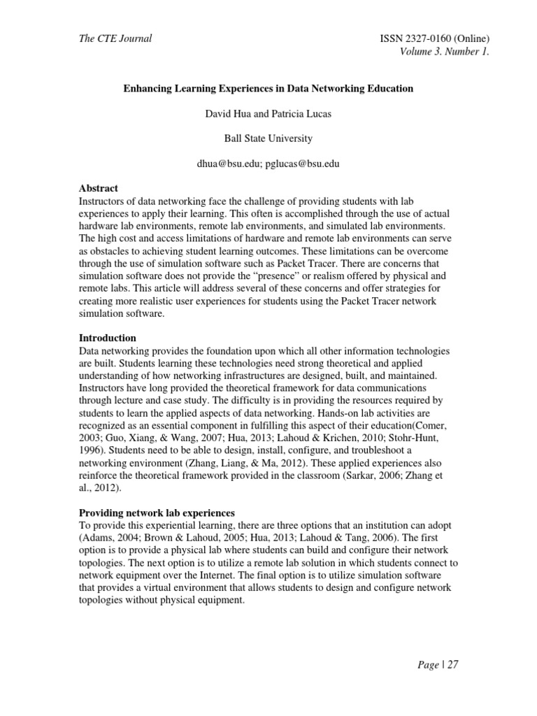 Enhancing Learning Experiences in Data Networking Education: The CTE ...