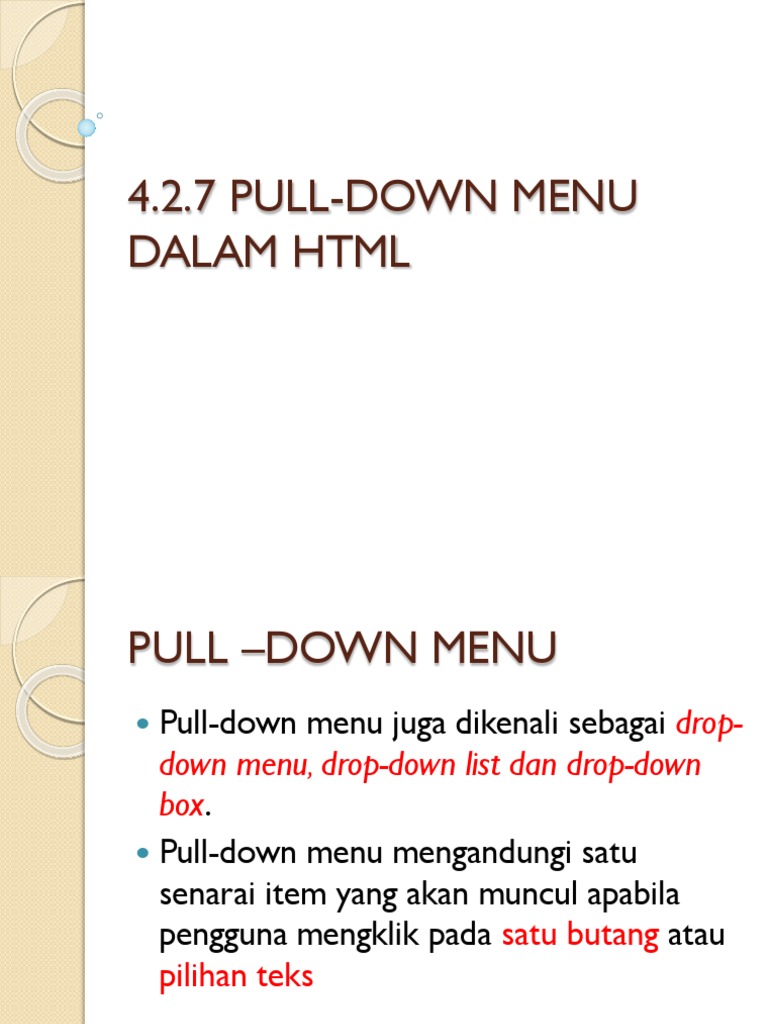 Pull Down Menu | PDF