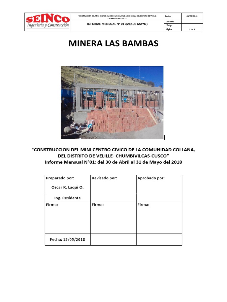 1er Informe Mensual-Mayo | PDF | Fundación (Ingeniería) | Derecho ...