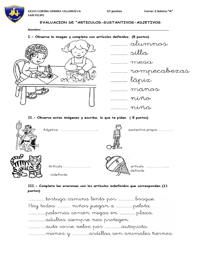 Articulos Adjetivos Sustantivos | PDF