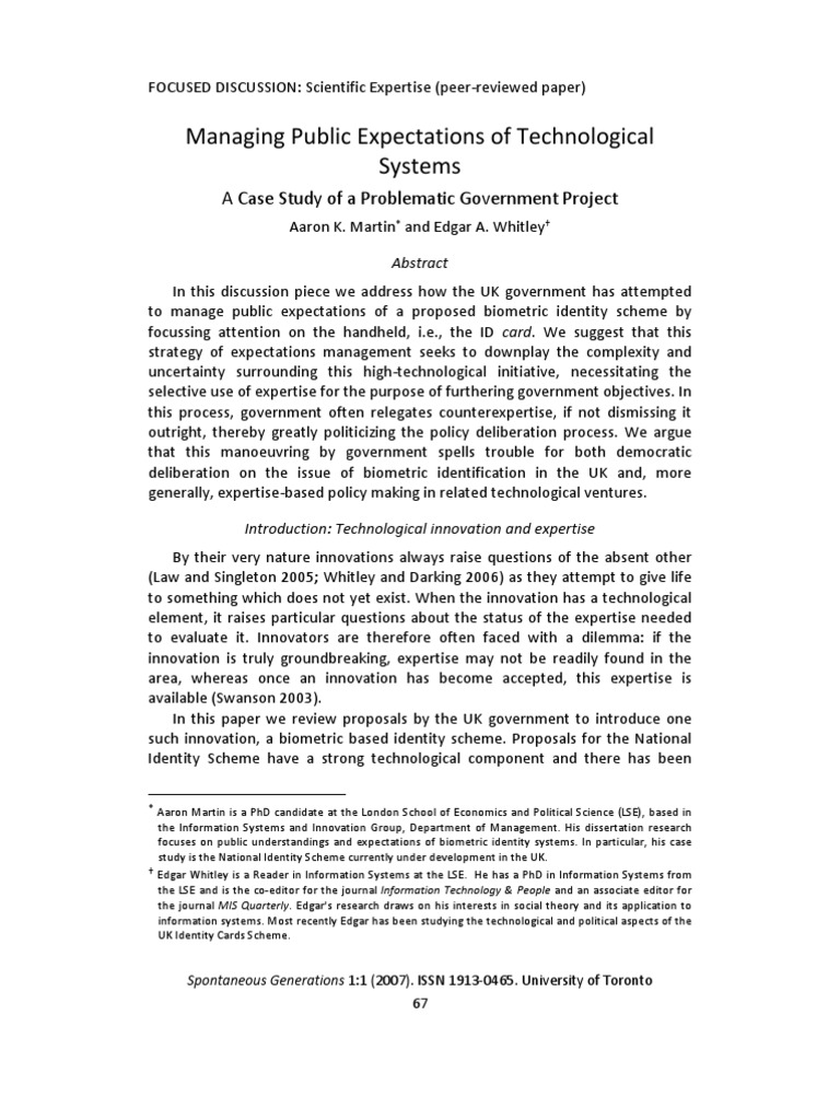 Managing Public Expectations of Biometric ID | PDF | Identity Document ...