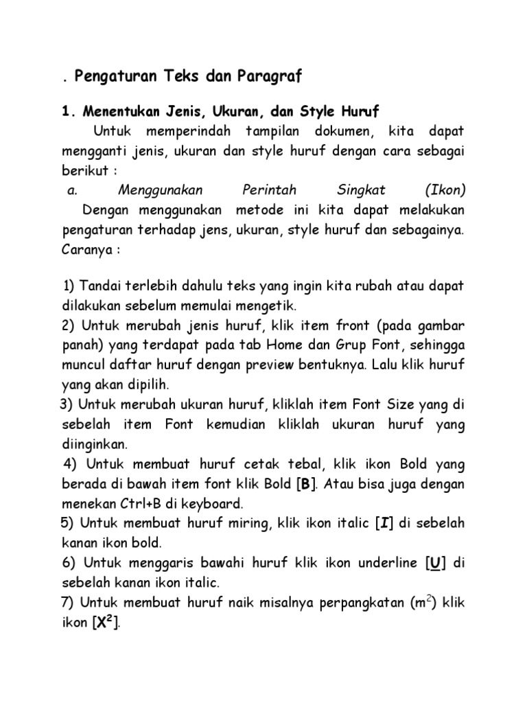 Pengaturan Teks Dan Paragraf | PDF