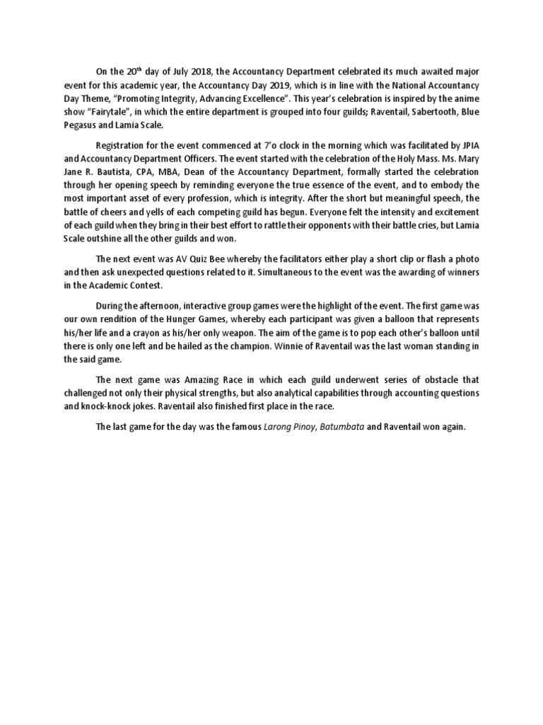 Narrative Report - DWCC Accountancy Day 2018 | PDF