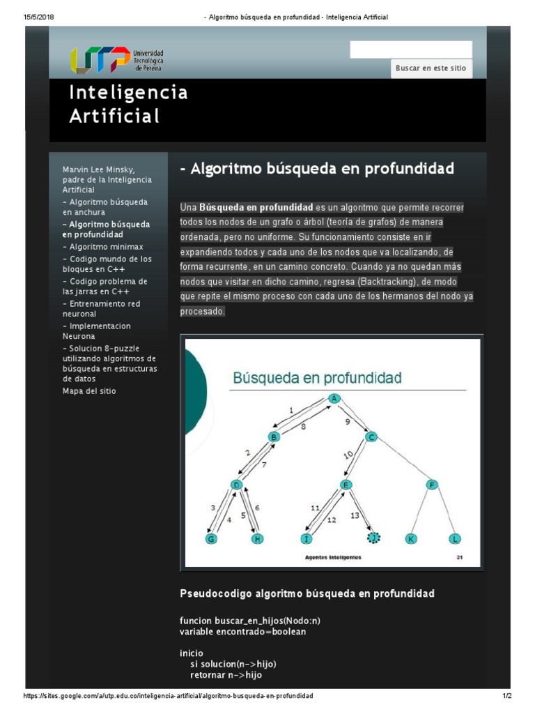 Algoritmo Búsqueda en Profundidad - Inteligencia Artificial | PDF ...