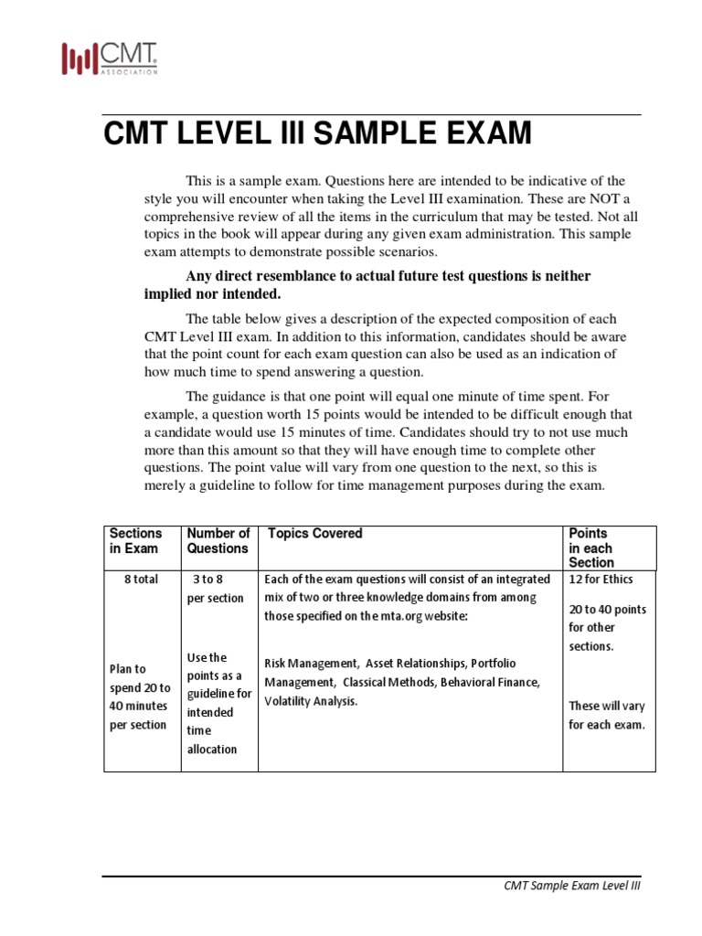 CMT Level III Sample Exam Oct 2017 | PDF | Correlation And Dependence ...
