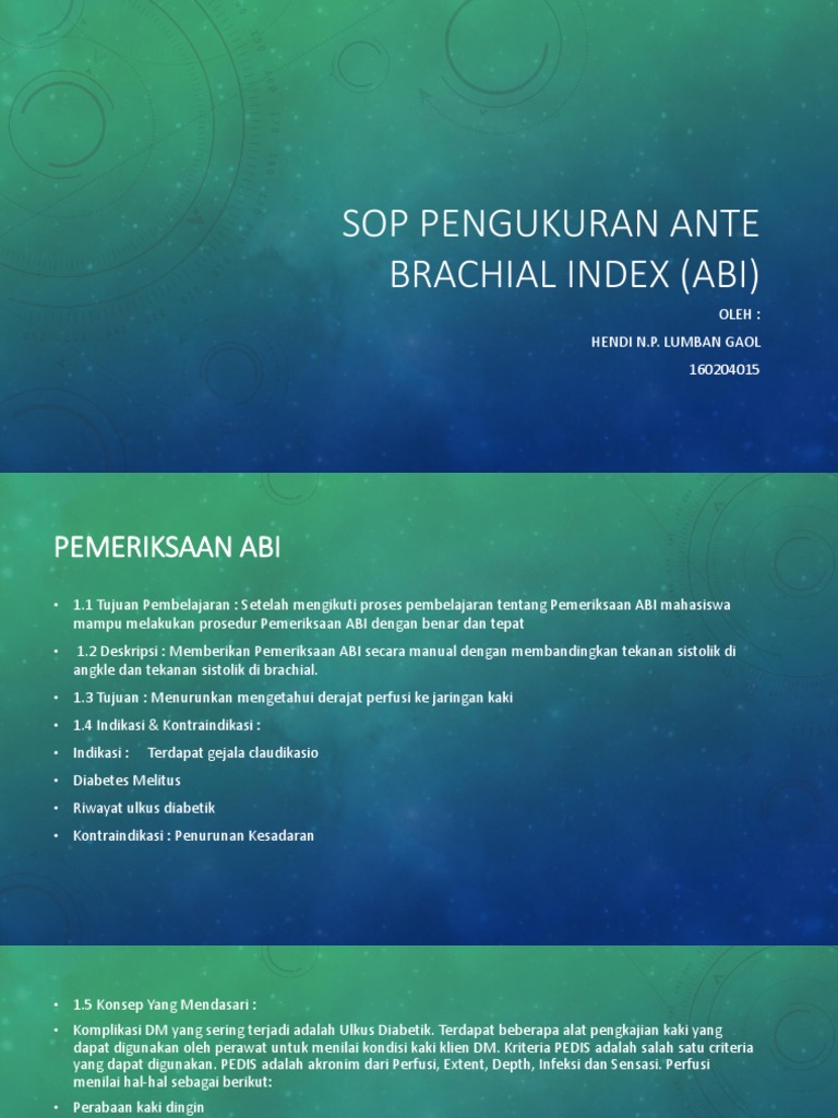 SOP Pengukuran Ante Brachial Index (Abi) | PDF