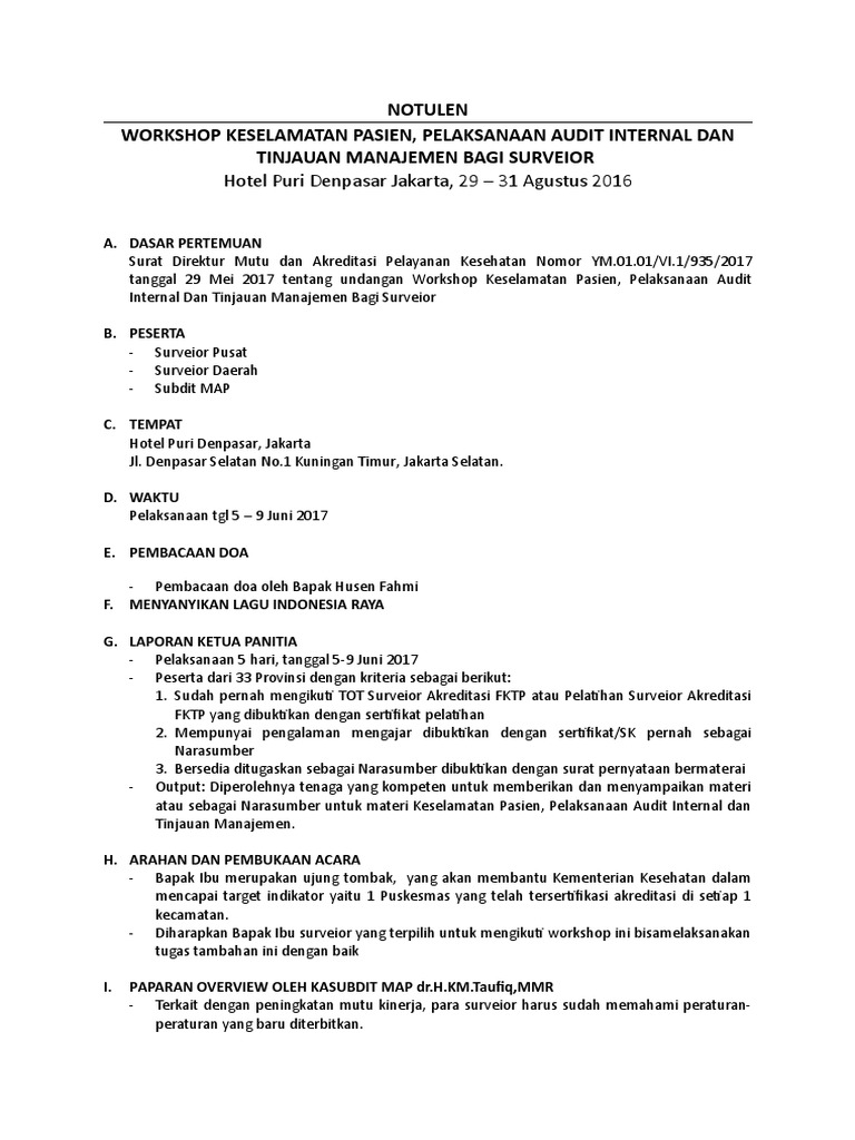 Notulen Workshop Ai, RTM Dan KP Purden | PDF