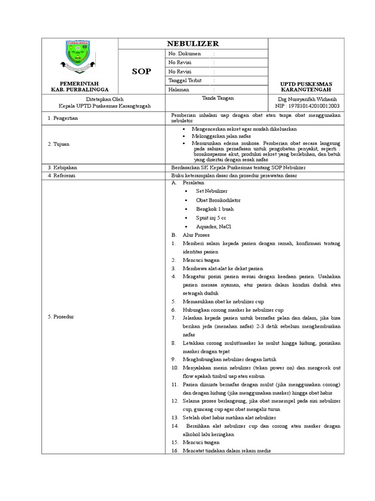 Sop Nebulizer | PDF