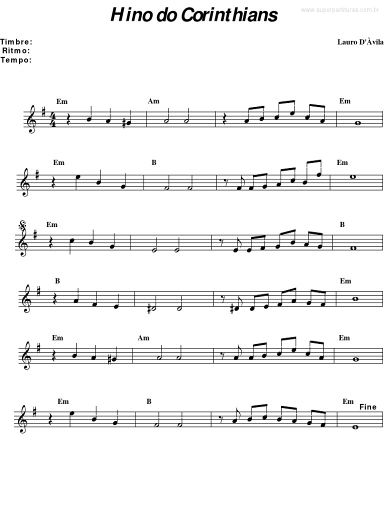(Superpartituras - Com.br) Hino Do Corinthians PDF | PDF