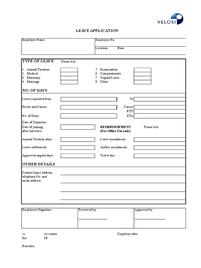 Leave Application Form | PDF