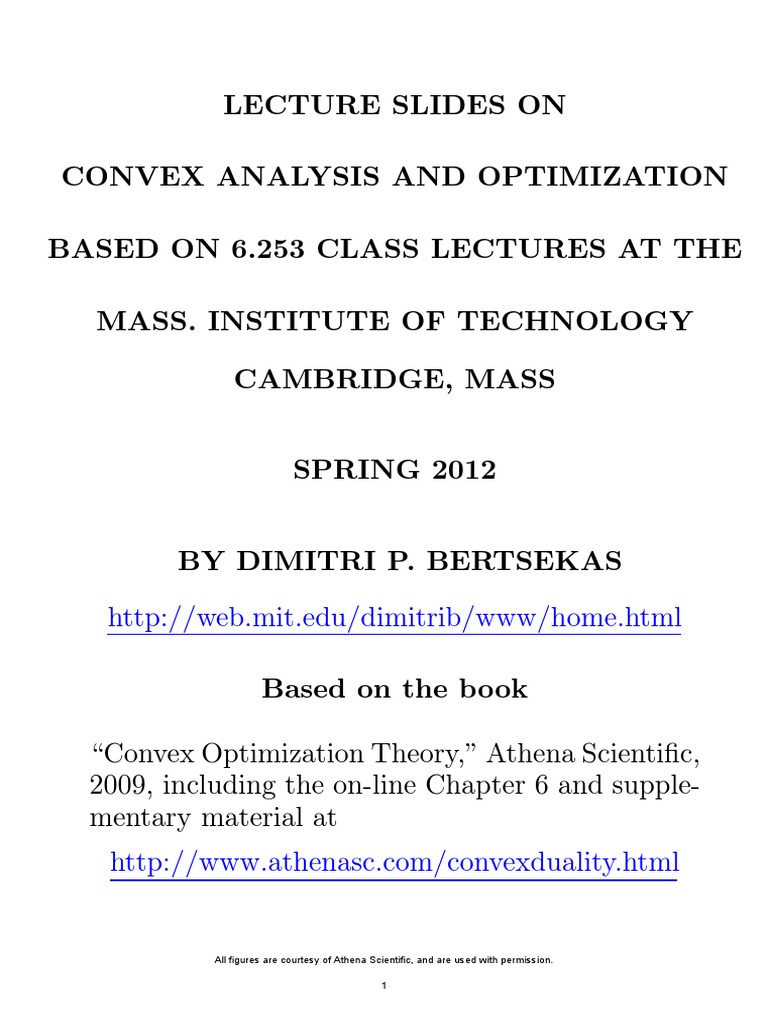 Convex Analysis and Optimization PDF | PDF | Convex Set | Functional ...