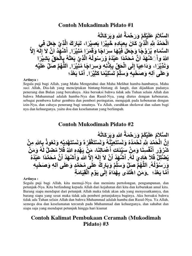 Contoh Mukadimah Pidato | PDF