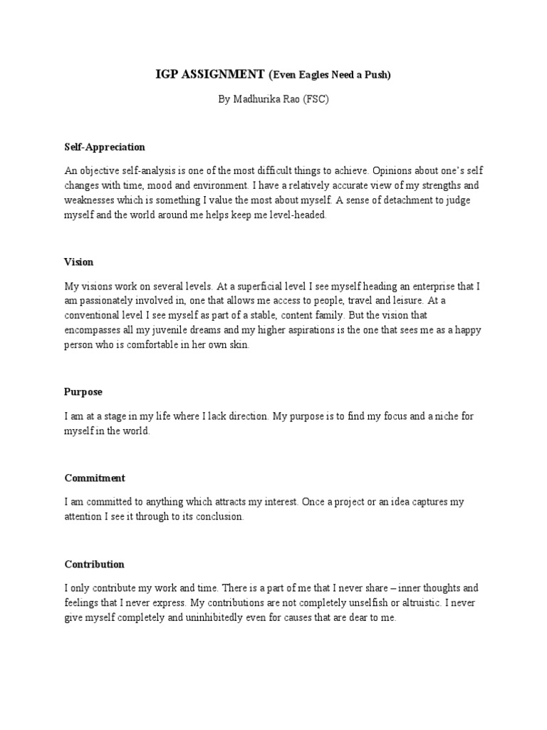 Self-Reflection and Personal Vision | PDF