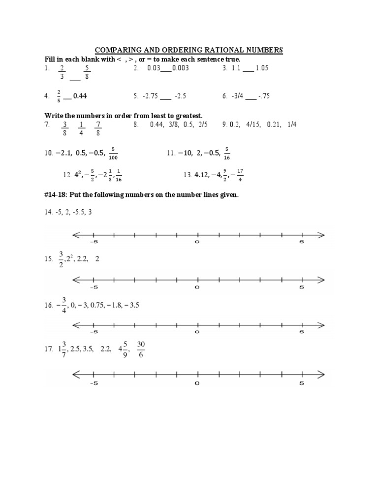 Comparing and Ordering Rational Numbers 3 | PDF