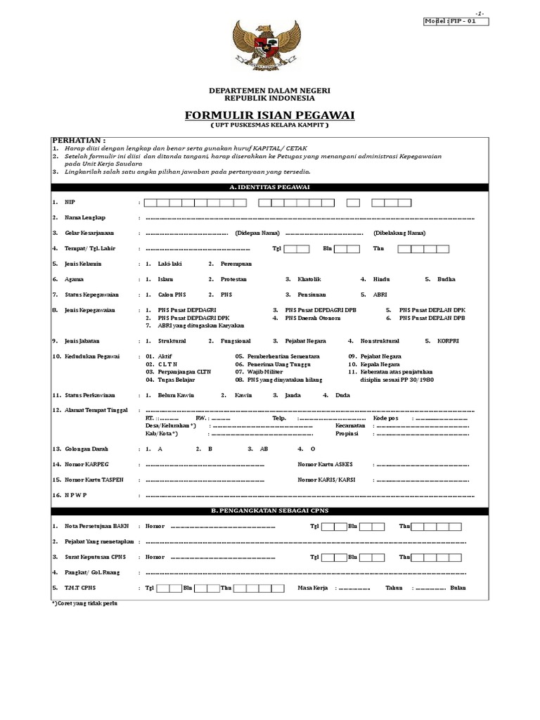 Formulir Isian Pegawai 2018 | PDF