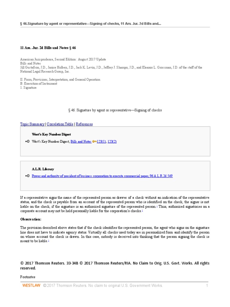 Agent Signatures on Checks Explained | PDF | Uniform Commercial Code ...