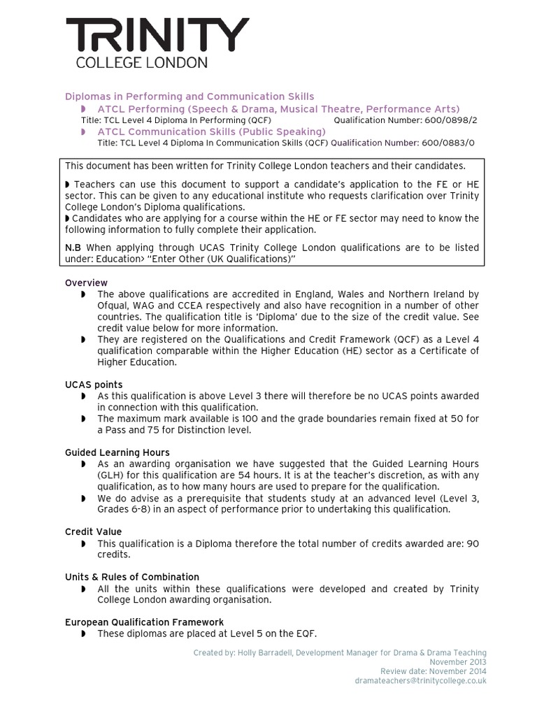 ATCL Diploma Overview for Teachers | PDF | Gce Advanced Level (United ...