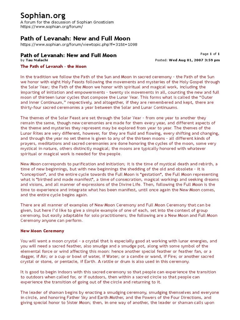 Path of Levanah - New and Full Moon | PDF | Shamanism | Prayer