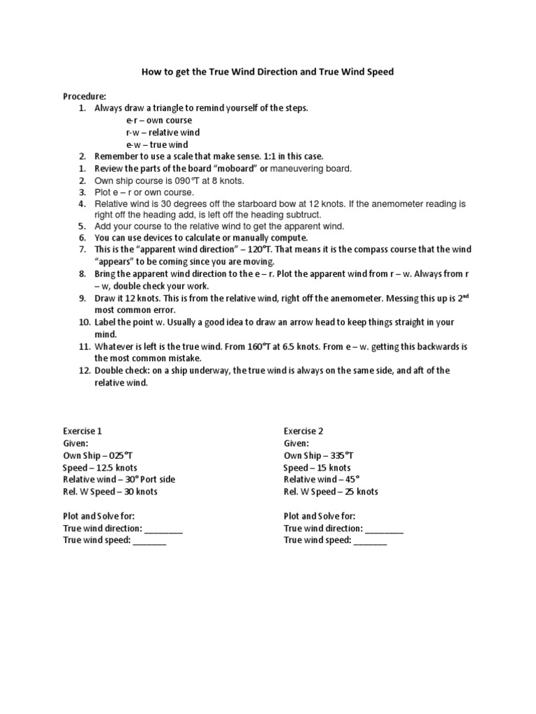 How to calculate True Wind Direction and Speed | PDF | Wound | Navigation