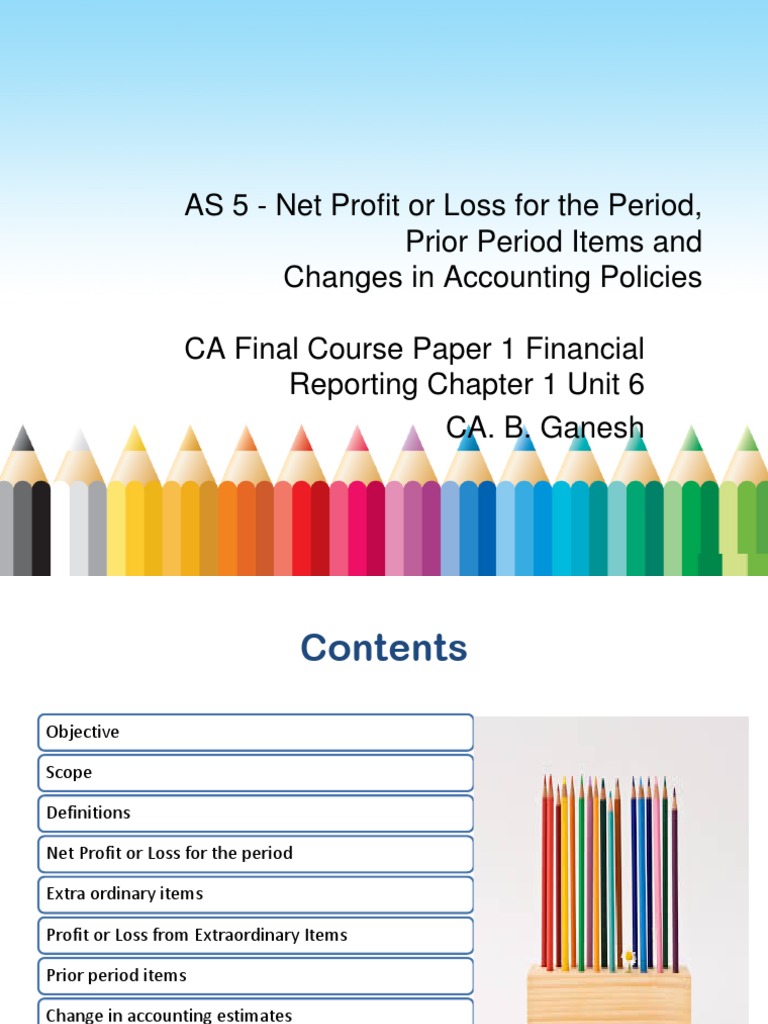 As 5 Net Profit or Loss For The Period Prior Period Items and Changes ...