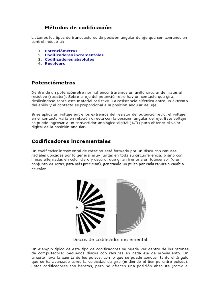 Tipos de Codificadores Angulares | PDF | Transformador | Resistor