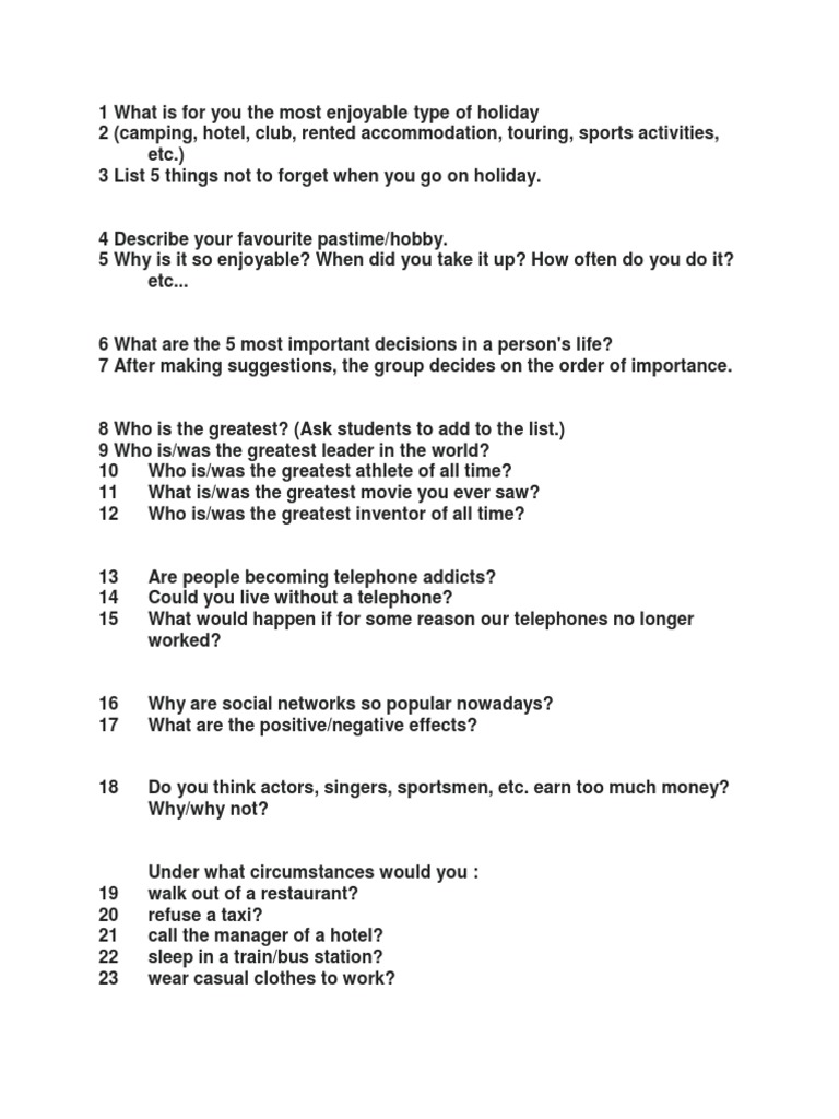 Conversation Topics B1 | PDF