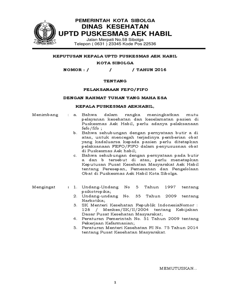 8.2.2.5 SK Pelaksanaan Fifo Fefo | PDF