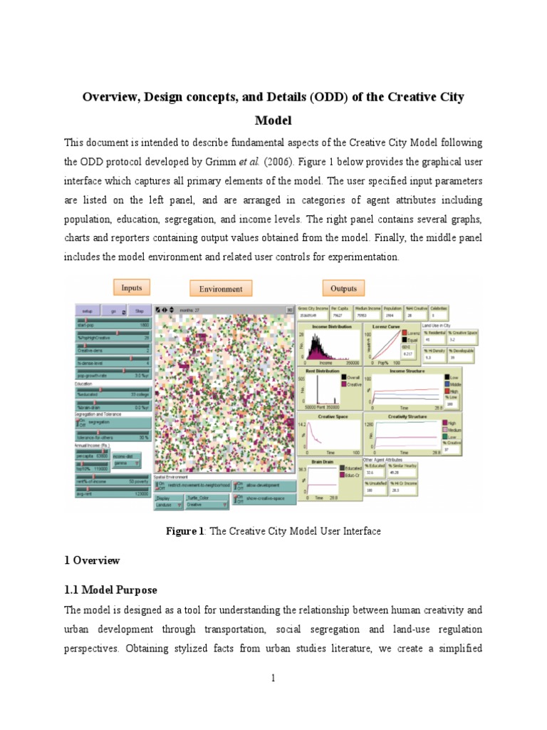 Overview, Design Concepts, and Details (ODD) of The Creative City Model | PDF | Emergence ...