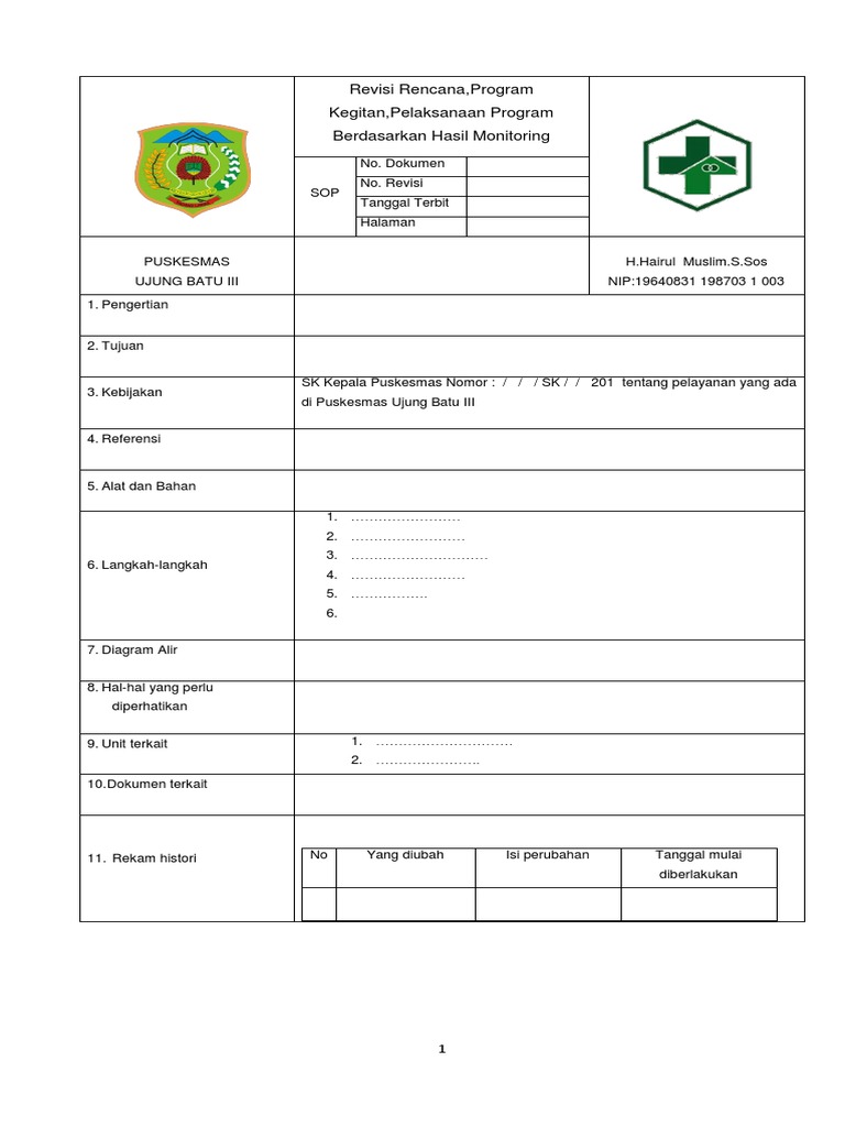 Contoh Format Sop Sik Kosong | PDF