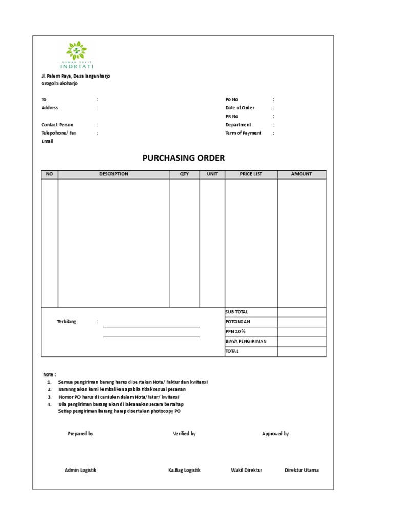 Purchasing Order: NO Description QTY Unit Price List Amount | PDF