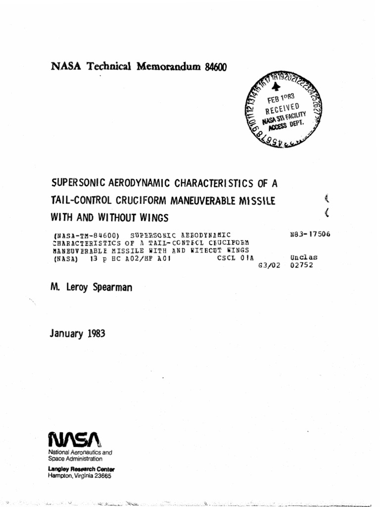 NASA Technical Memorandum: N83-OF AND (NASA) A02/8F 63/02 | PDF | Drag ...