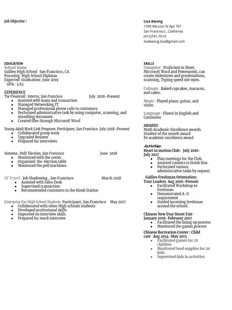 Resume - Lisa Kwong | PDF | Business