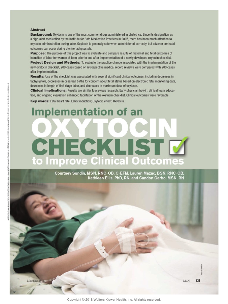 Implementation of An Oxytocin Checklist To Improve.3 | PDF | Childbirth ...