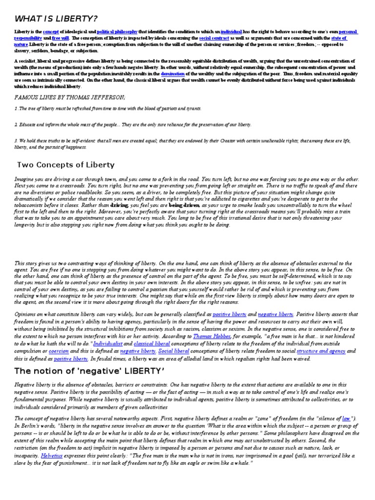 What Is Liberty?: Two Concepts of Liberty | PDF | Liberty | Free Will