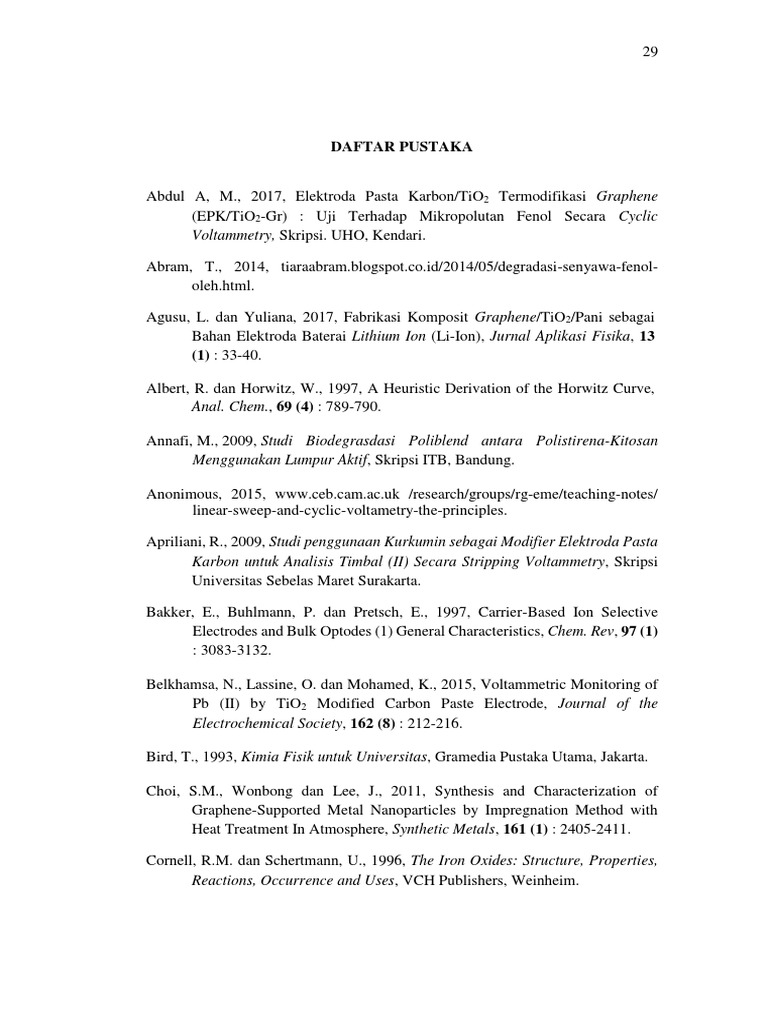 Daftar Pustaka Penelitian Elektroda TiO2 | PDF | Teknologi & Rekayasa