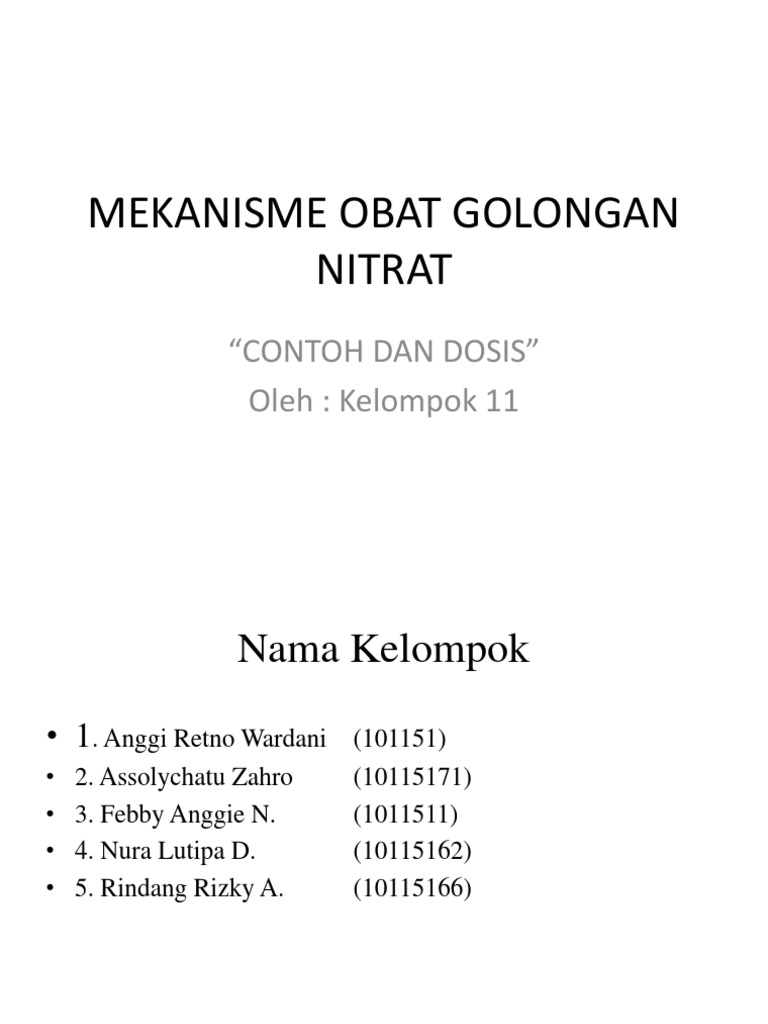 Mekanisme Obat Golongan Nitrat Edit | PDF