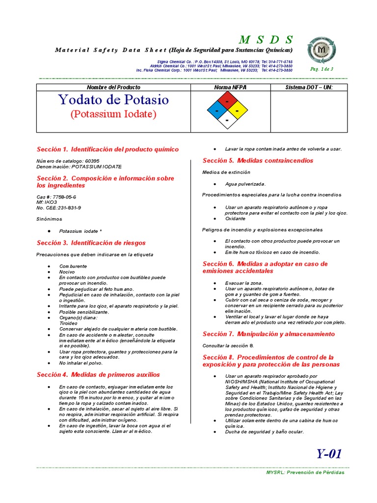 Yodato de Potasio | PDF | Arsénico | Aluminio