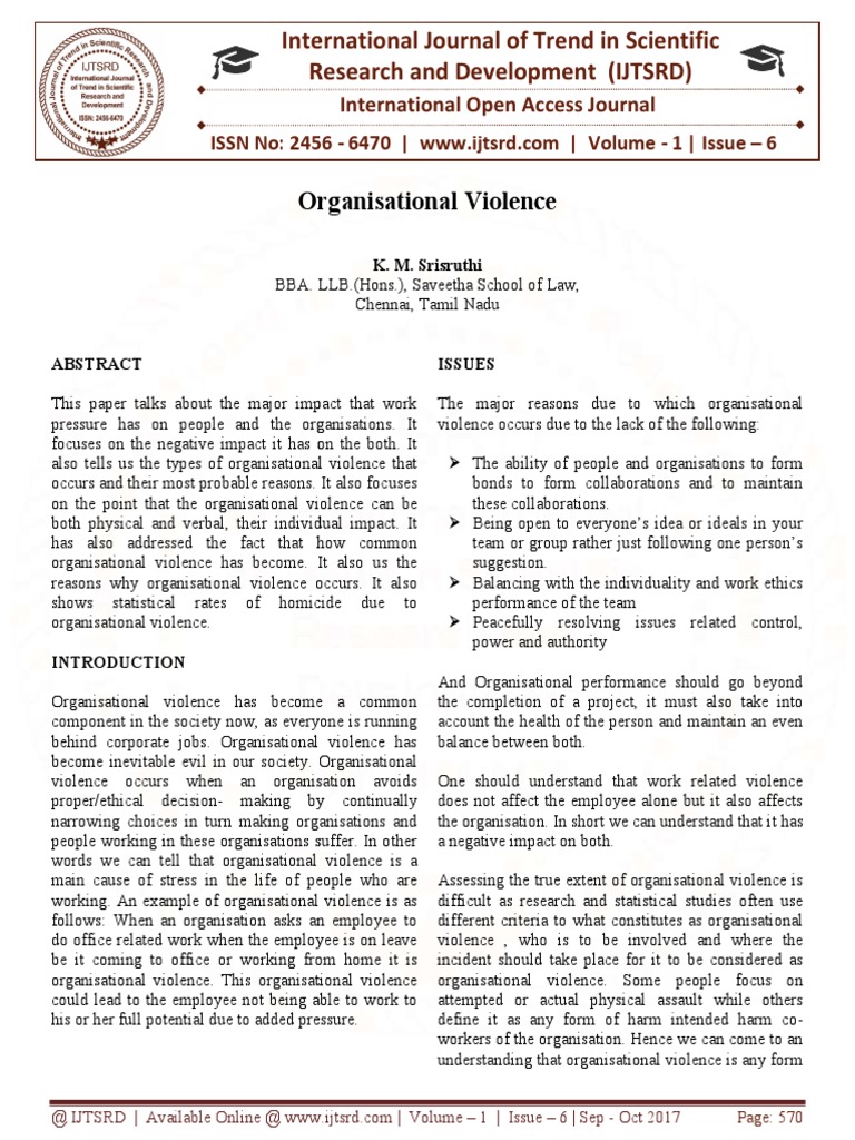 Organisational Violence | PDF | Violence | Employment