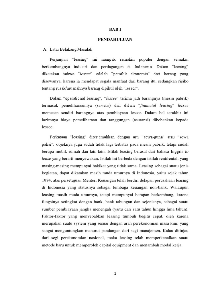 Makalah Leasing Hukum Kontrak | PDF