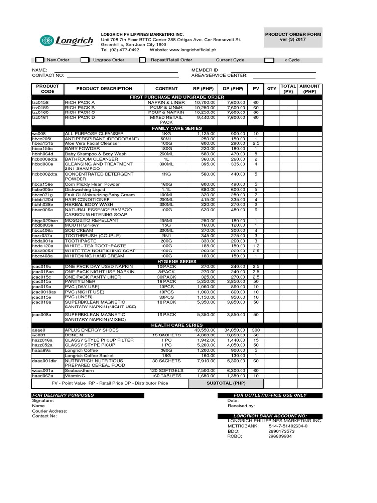 Longrich Products Price List 2024 | PDF | Shampoo | Hygiene