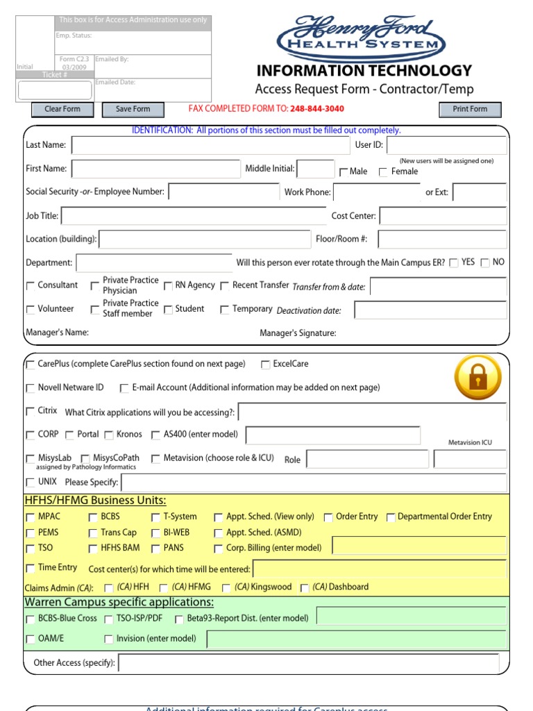 Information Technology: Access Request Form - Contractor/Temp | PDF ...