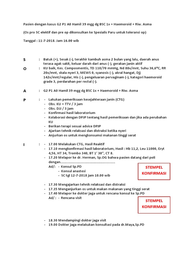 Contoh SOAPIE Kebidanan | PDF
