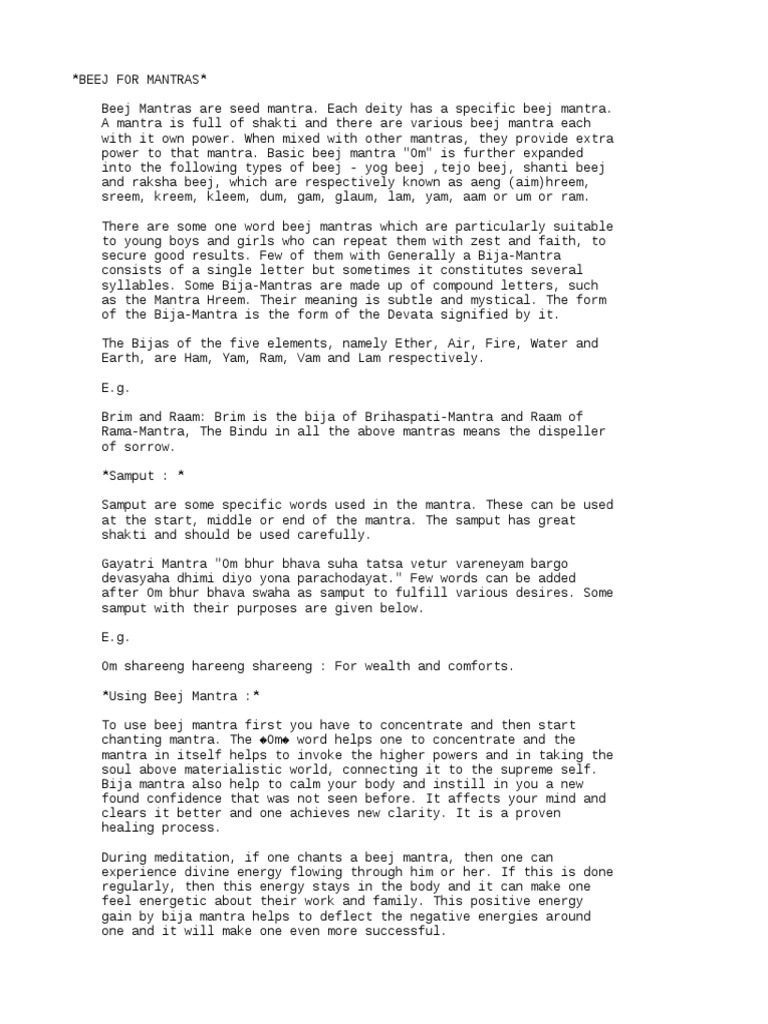 The Complete Guide to Beej Mantras: Their Meanings, Uses, and ...