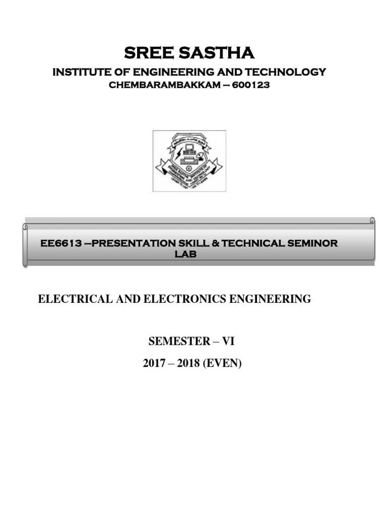 Sree Sastha: Institute of Engineering and Technology | PDF ...