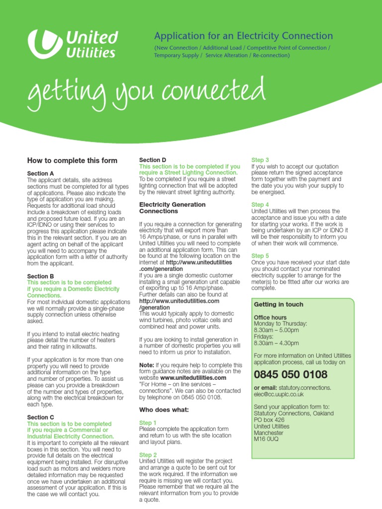 Electricity Application Form | PDF | Electric Heating | Electricity