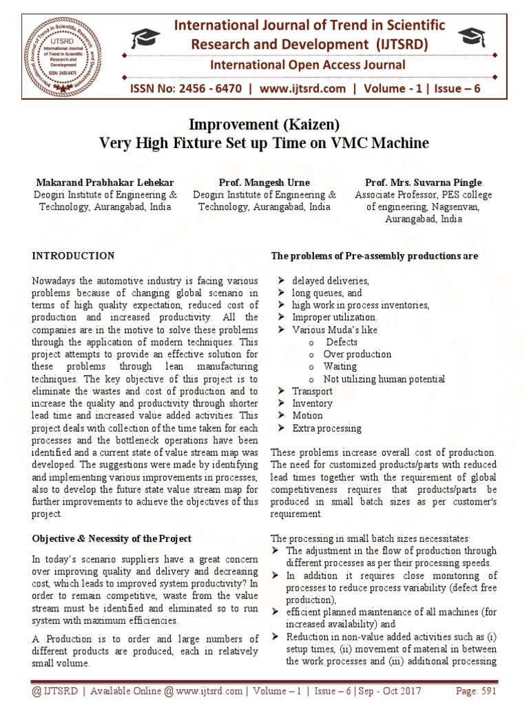 Kaizen for VMC Machine Setup Efficiency | PDF | Lean Manufacturing ...