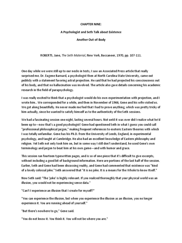 The Seth Material Jane Roberts | PDF | Reality | Illusion