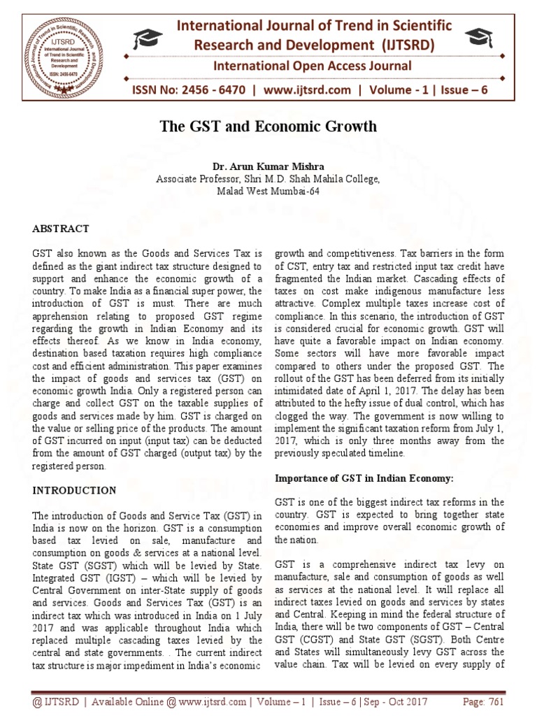 GST's Impact on India's Economy | PDF | Value Added Tax | Taxes