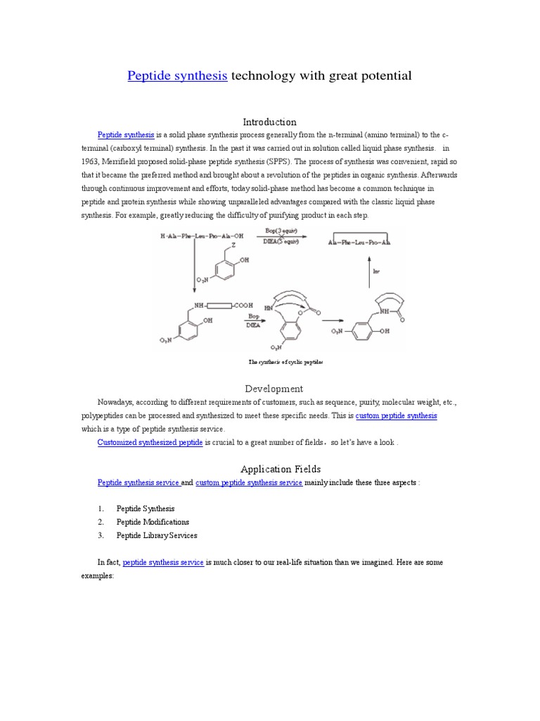Peptide Synthesis Technology With Great Potential | PDF | Peptide | N ...
