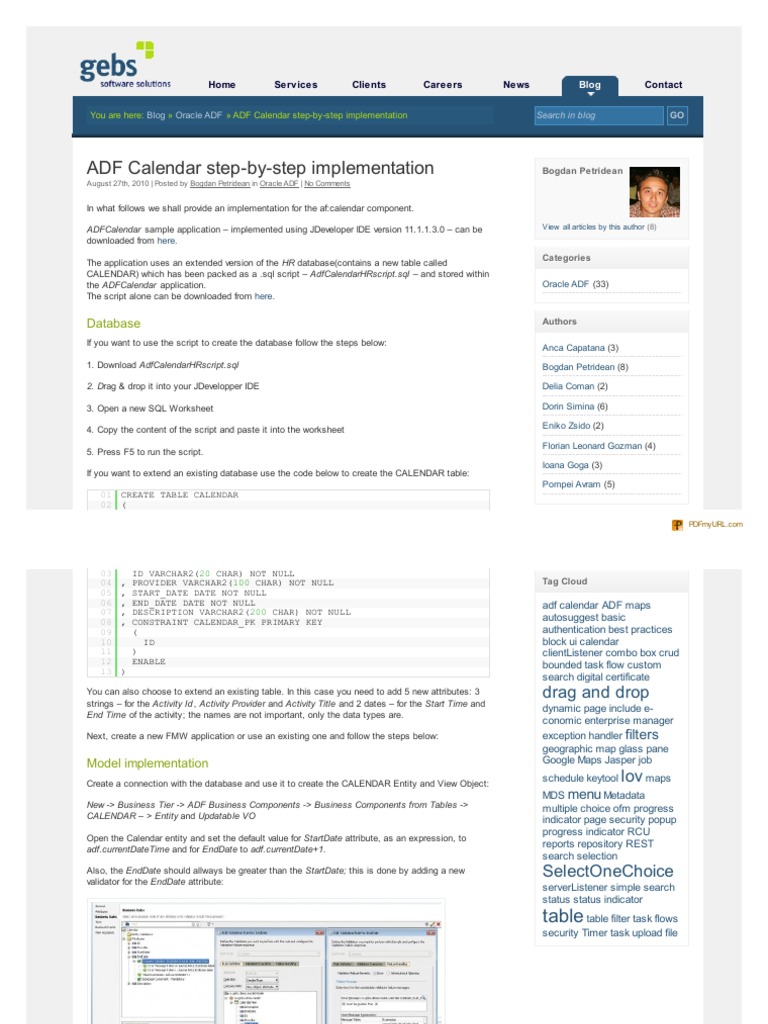 Oracle Adf Calendar Step By Step Implementation Pdf Oracle Database Computer Data